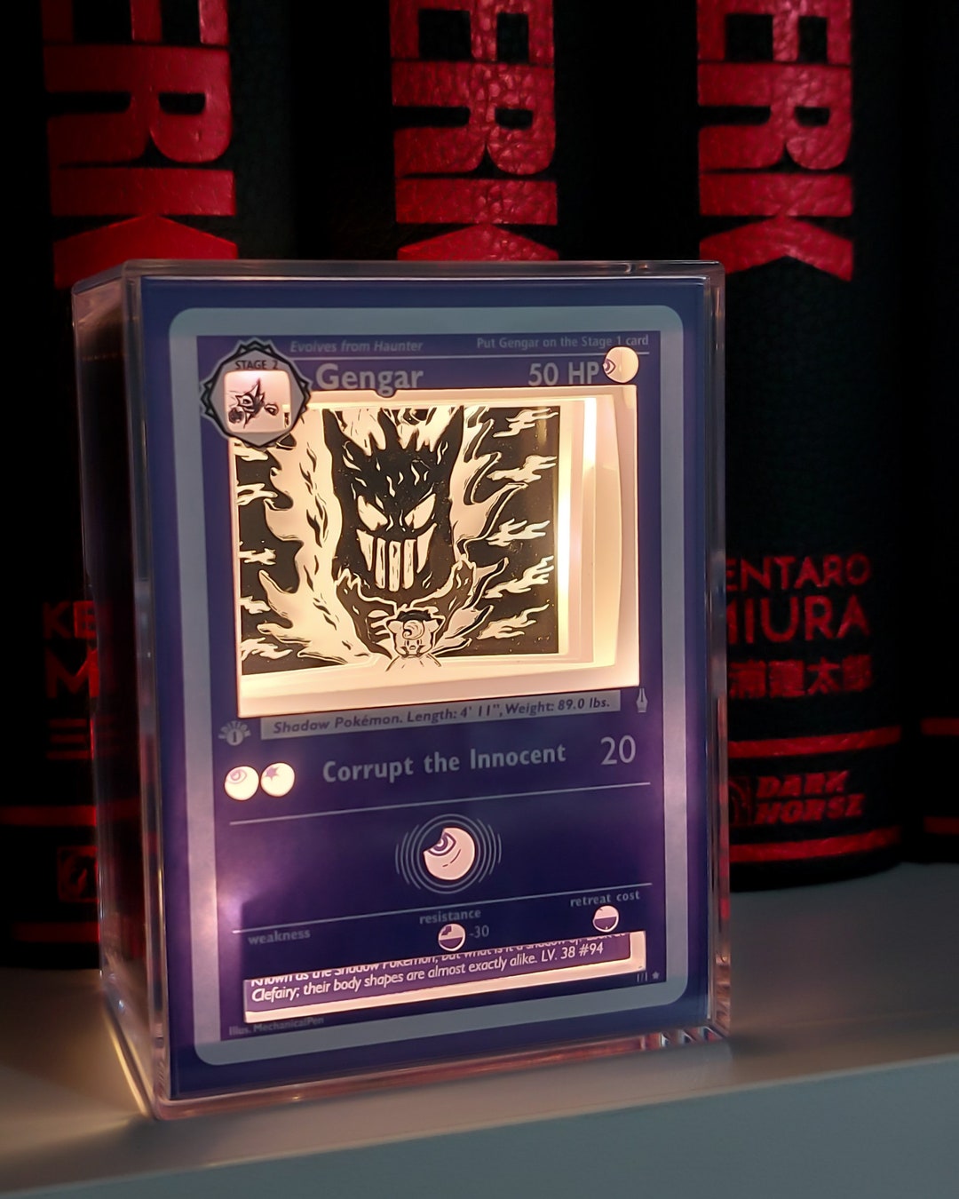 3D Pokemon Card Shadow Box Gengar Shadow of Clefable Light up Pokemon ...