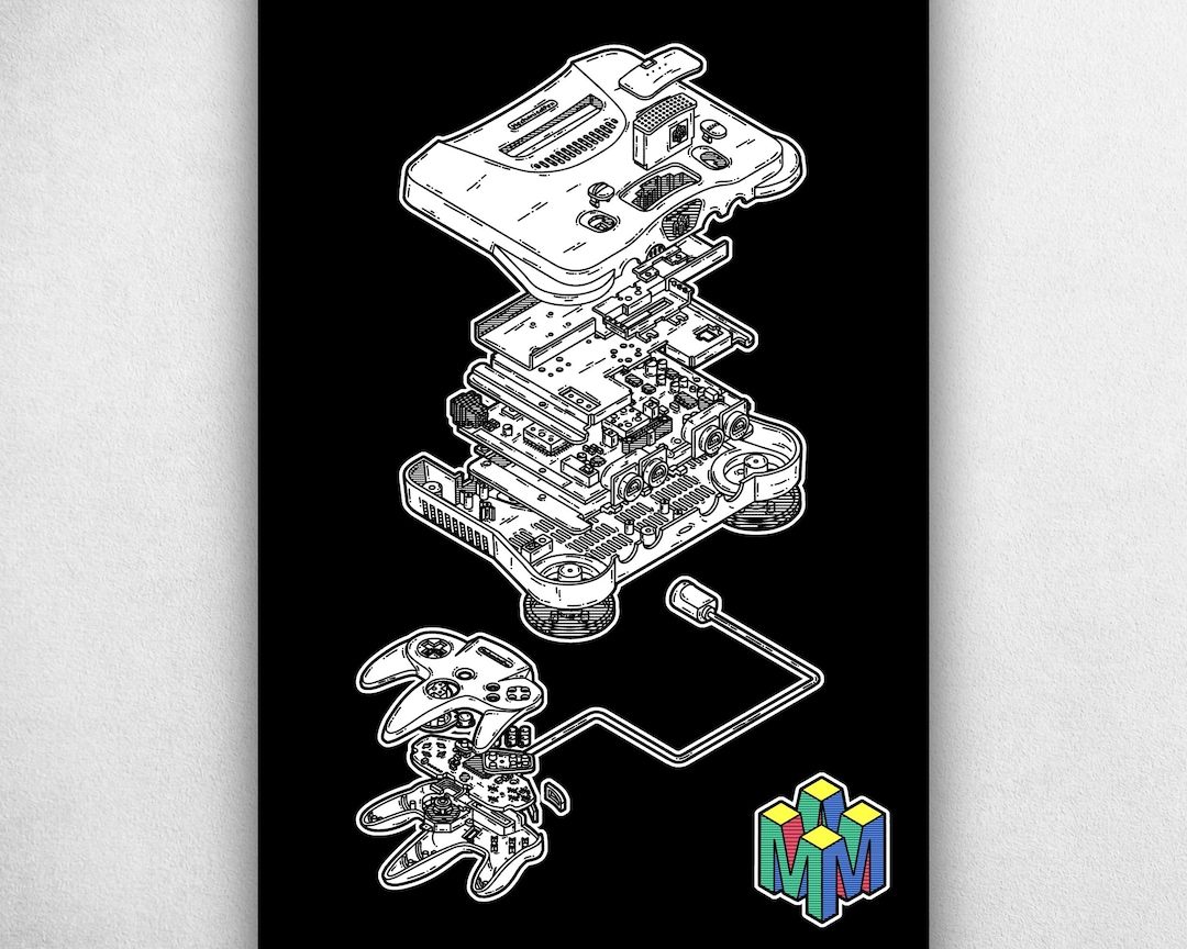 Exploded N64 - Nintendo Retro Gaming Isometric Art Print Poster - Etsy
