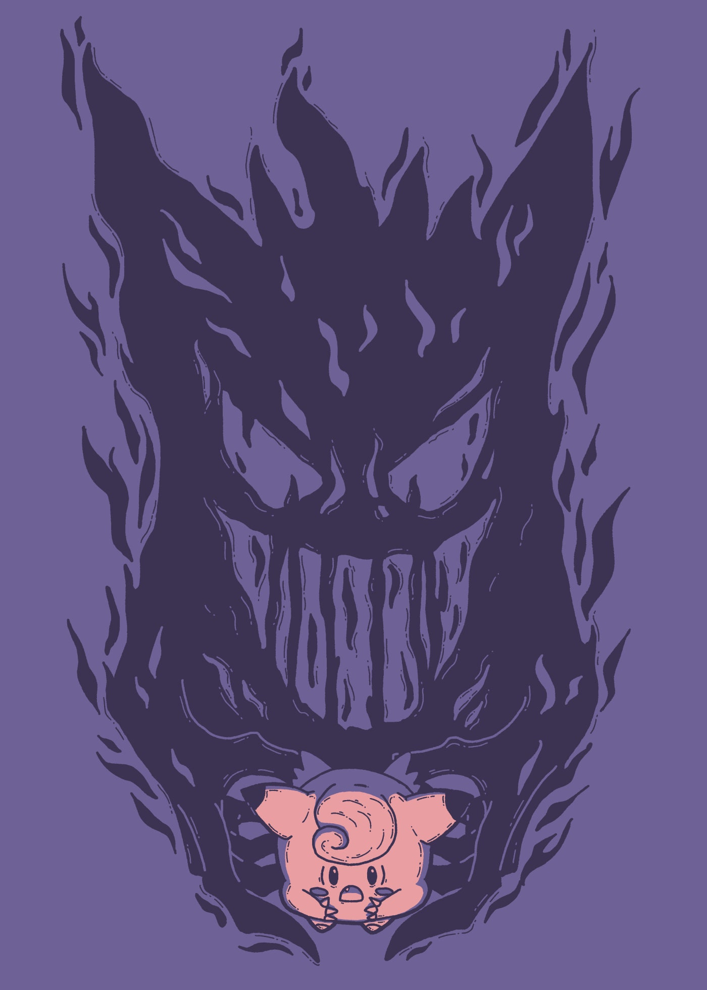 Gengar Shadow of Clefable Pokemon Inspired Art Print Poster | Etsy