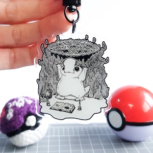 Satanic Psyduck Acrylic Charm - Pocket Beast Keychain - Etsy