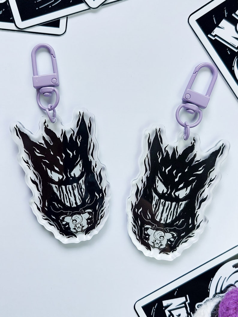 Gengar Shadow of Clefable Acrylic Charm - Pocket Beast Keychain - Etsy