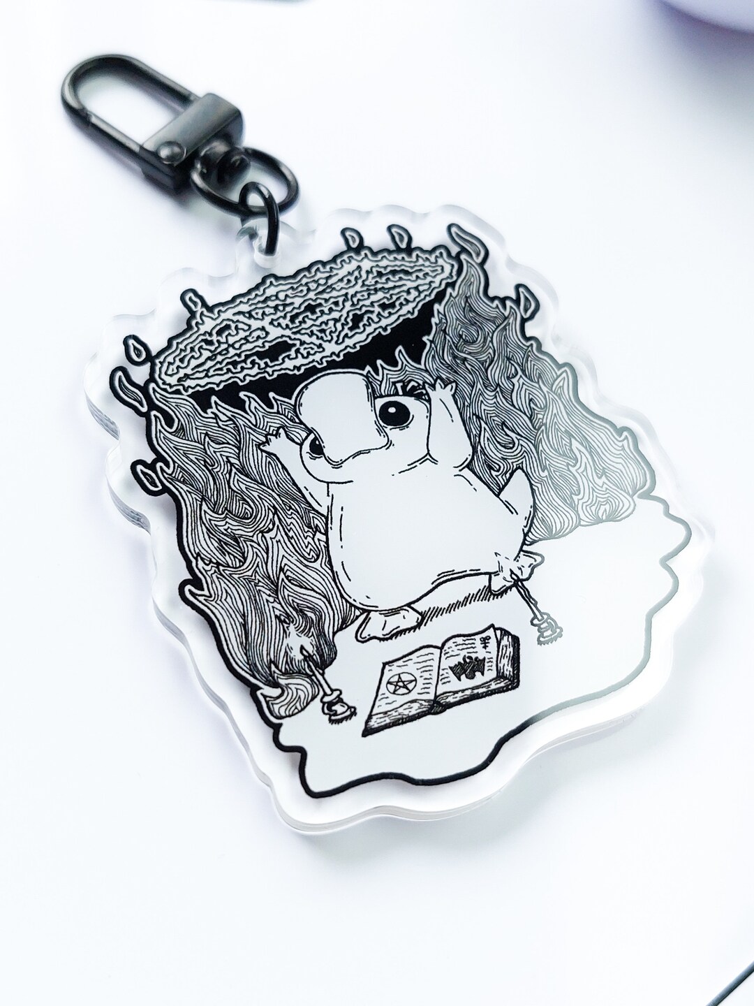 Satanic Psyduck Acrylic Charm - Pocket Beast Keychain - Etsy