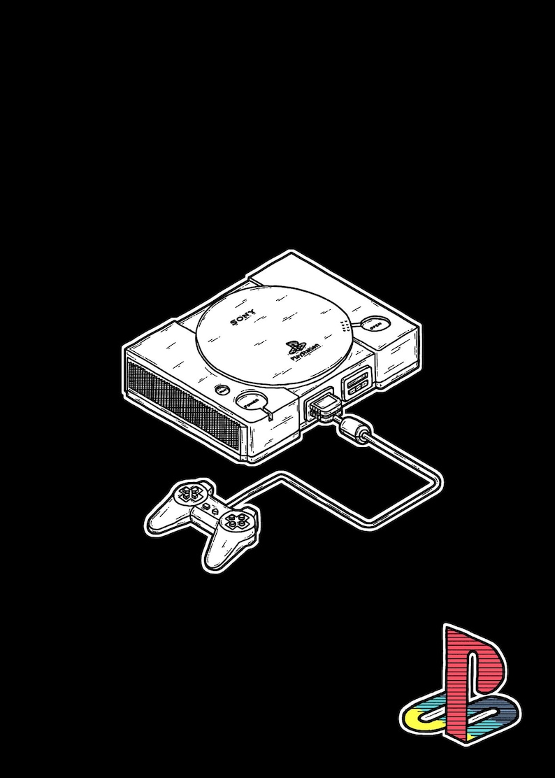 Exploded PS1 - Playstation Retro Gaming Console Isometric Art Print ...