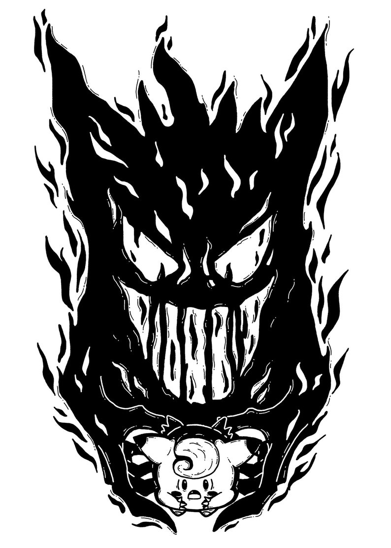 Gengar Shadow of Clefable - Pocket Beast Art Print Poster - Etsy
