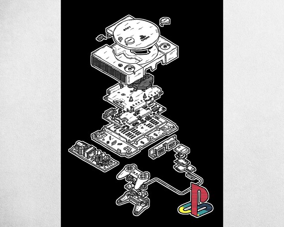 Exploded PS1 Art Print Poster | Etsy Australia