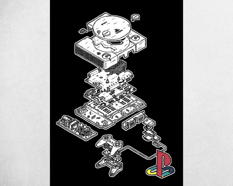 Exploded PS1 Art Print Poster - Etsy Australia