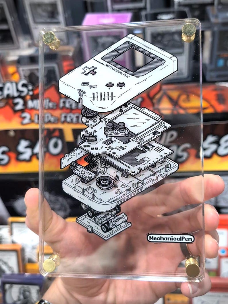 Exploded Gameboy 3D Diorama - Layered Acrylic Retro Gaming Console Art ...