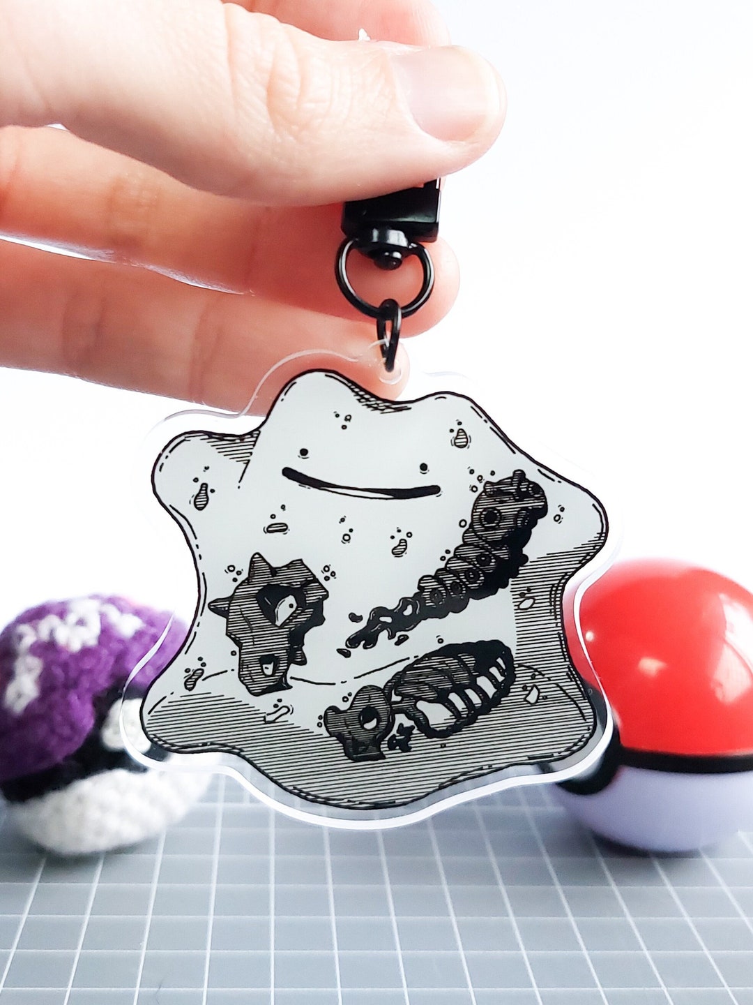 Ditto Anatomy Acrylic Charm Pokemon Keychain - Etsy