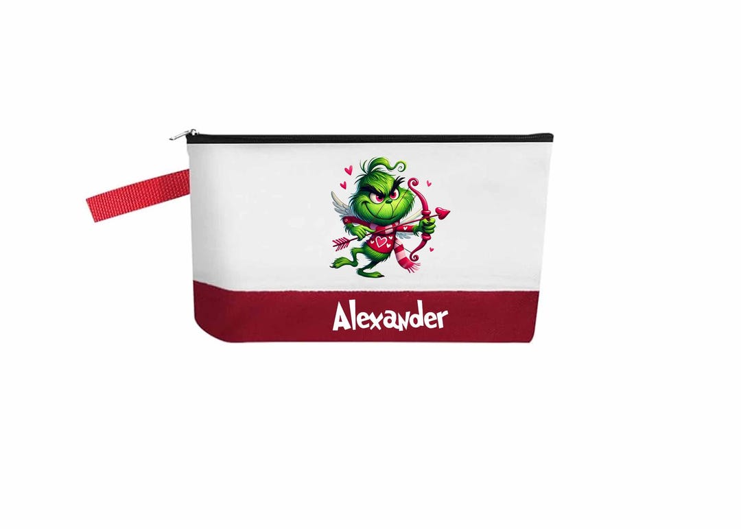 Grinch Valentine's Day Gift. Personalized Valentine's Day Canvas Zipper ...