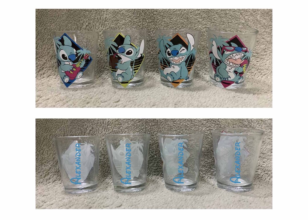 Personalized Stitch Shot Glasses. Set of Four Shot Glasses. - Etsy