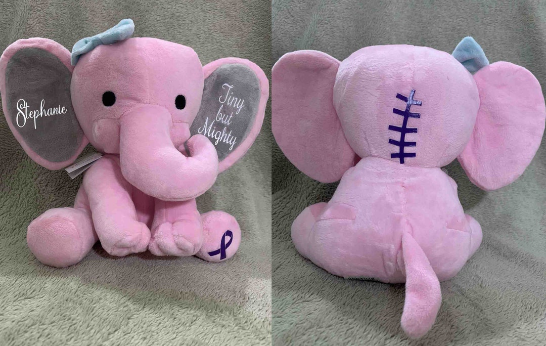 Chiari Malformation "zipperhead" Awareness Plush Pink Elephant, Scar ...