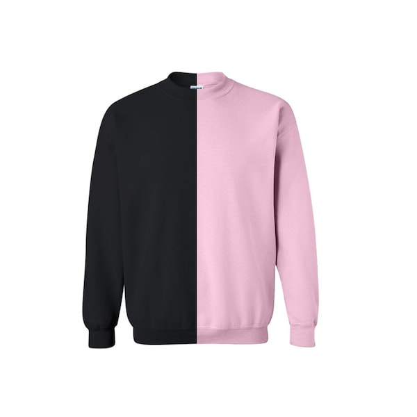 Pink and Blue Half and Half Tee Shirt Split Tee Two-toned Shirt Gender ...