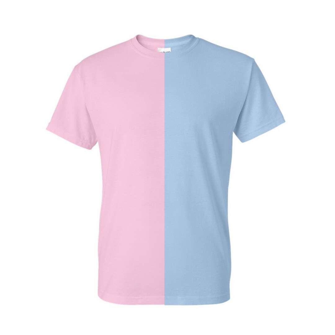 Pink and Blue Half and Half Tee Shirt | Split Tee | Two-toned Shirt ...
