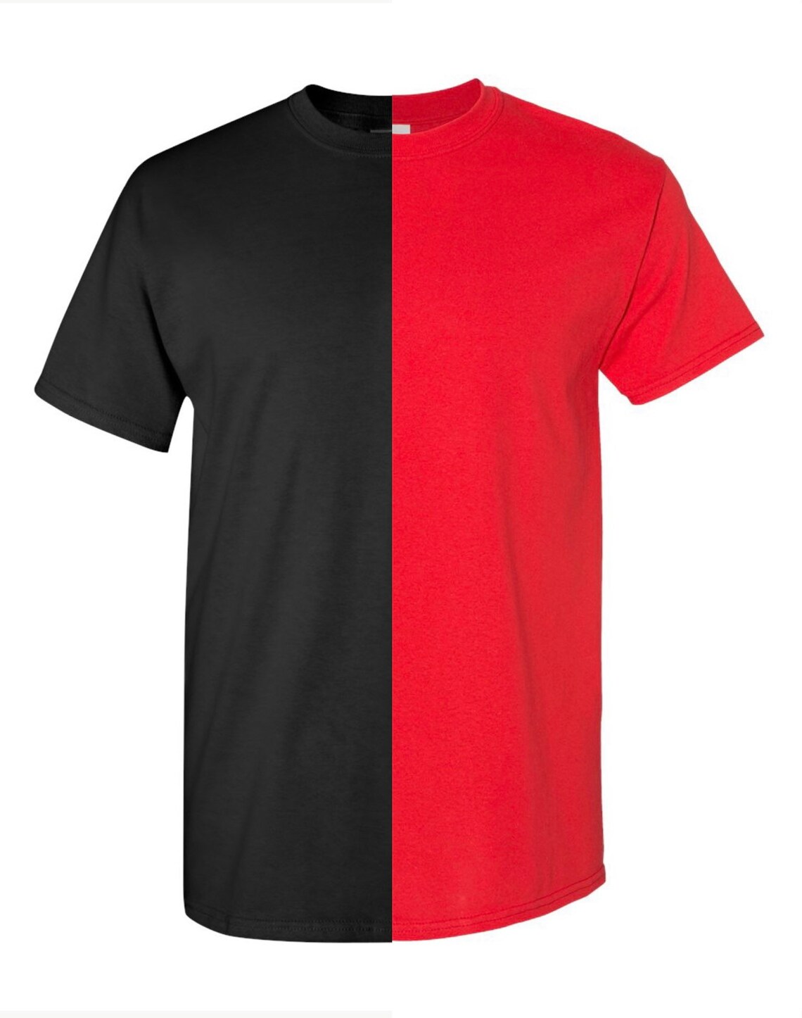 Black and Red Split Adult Tee | Two-toned Shirt | Two-colored T-shirt ...