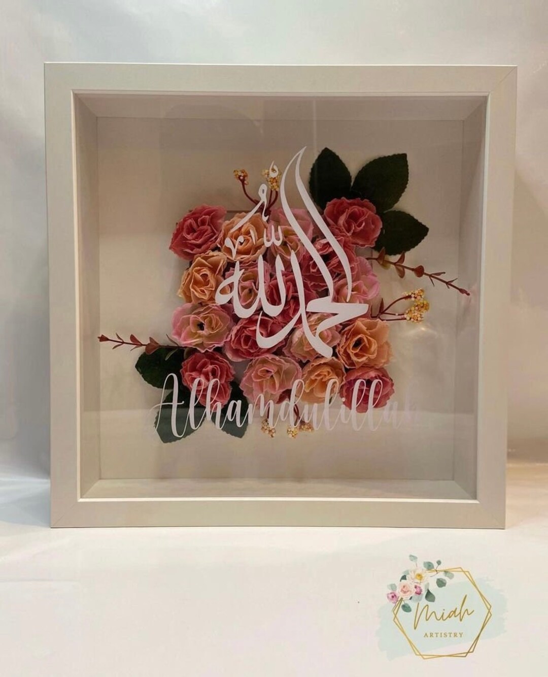 Arabic Calligraphy Roses Box Frame Islamic Personalised - Etsy