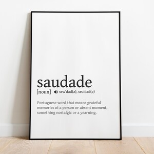 Saudade Definition Printable Wall Art, Portuguese Definition Print ...