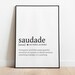 Saudade Definition Printable Wall Art, Portuguese Definition Print ...