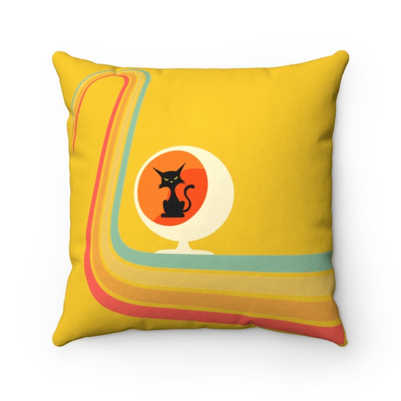 Atomic Cat Retro Art Deco Black Cat Lovers 1950's Mid - Etsy