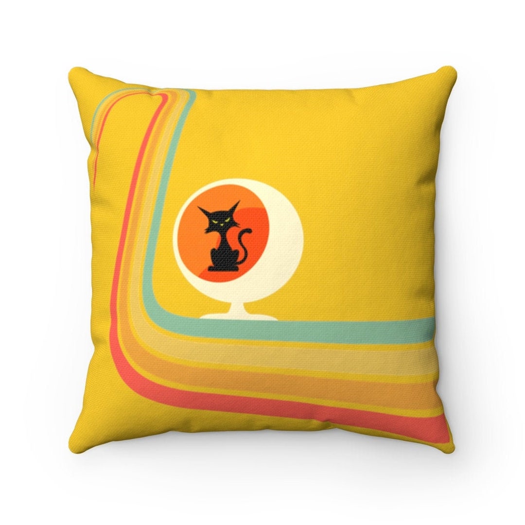 Atomic Cat Retro Art Deco Black Cat Lovers 1950s Mid Century Modern