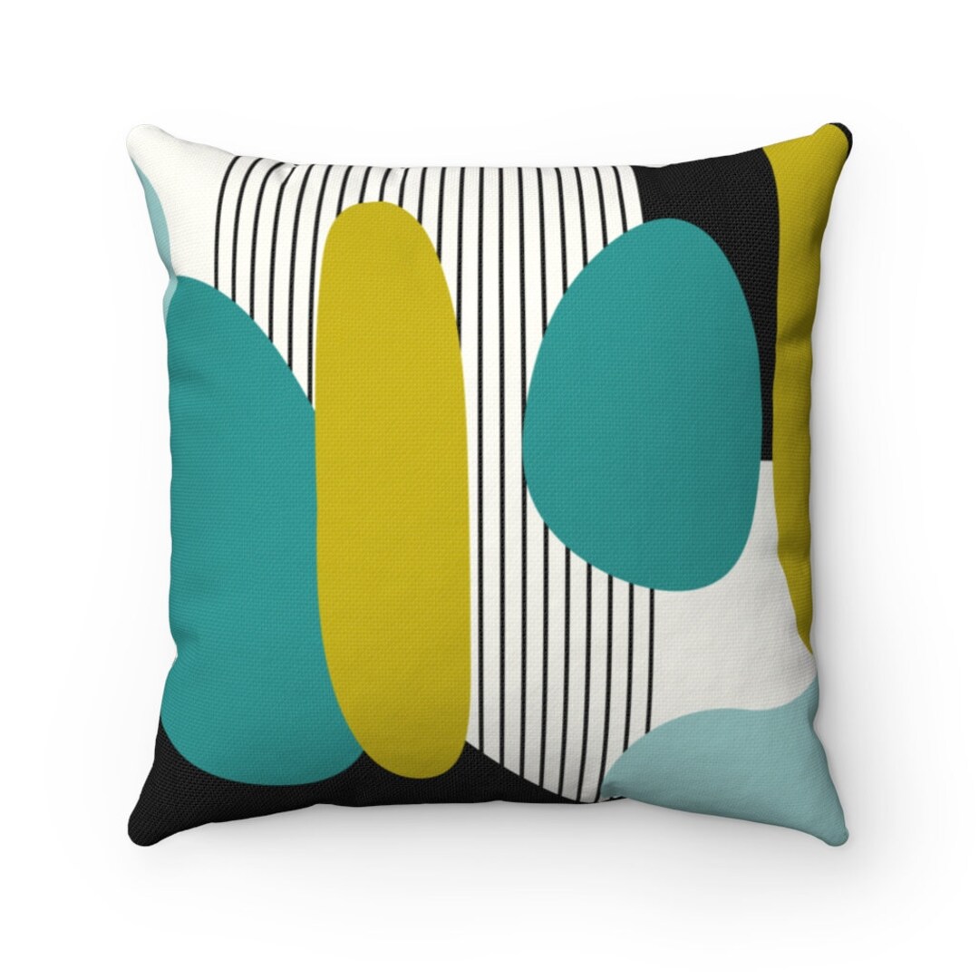 Mid Century Modern Retro Pillow, Teal Green, Black, Green MCM Design ...
