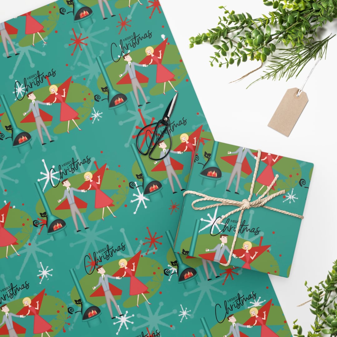 Mid Century Modern Christmas Wrapping Paper. 1950's Vintage, Retro Mid ...