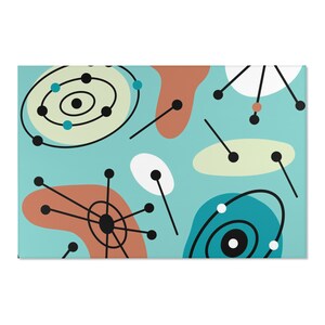 Mid Century Modern Atomic 50's, Aqua Blue, Space Age Retro Area Rugs - Etsy
