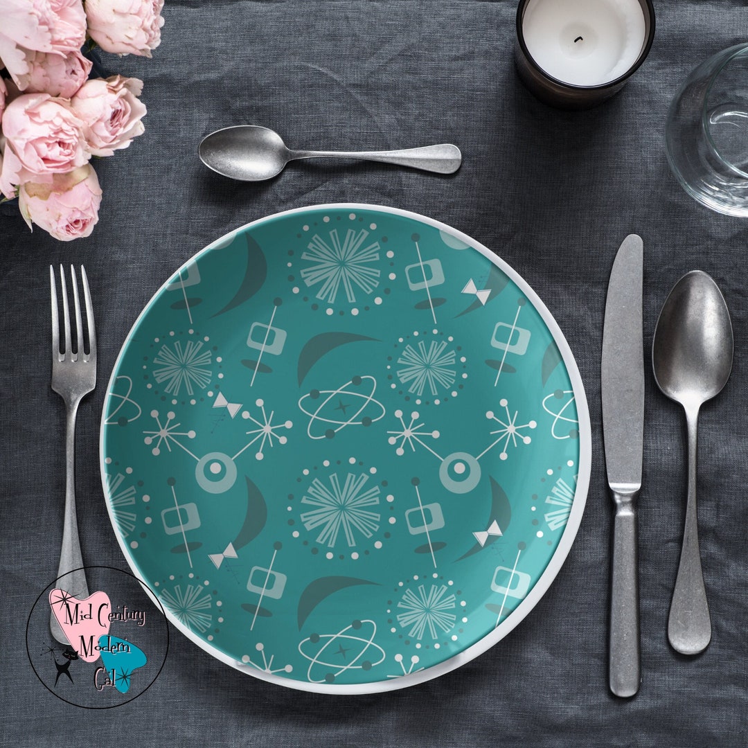 Mid Century Modern Dinner Plates, Atomic 50s Dinnerware, Starburst ...
