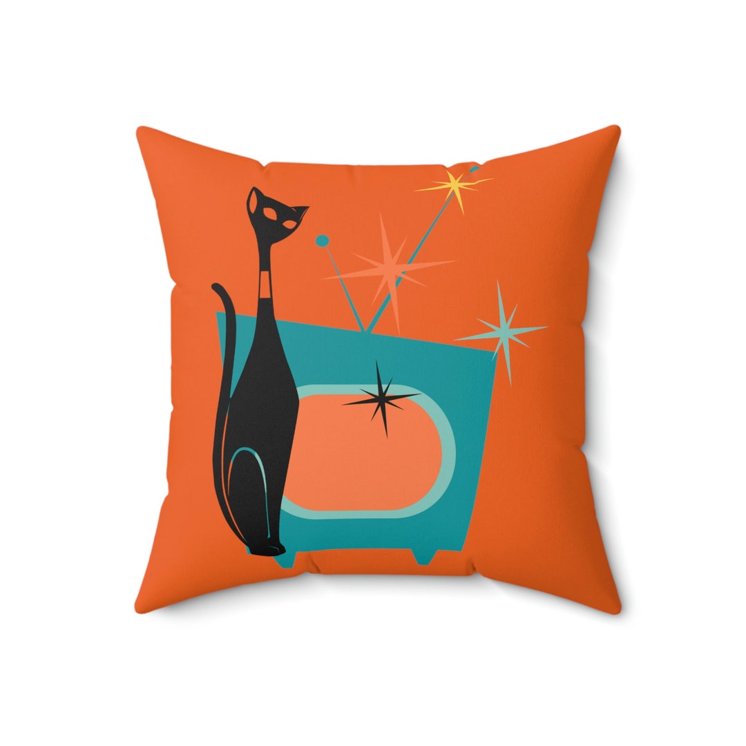 Atomic Cat, Kitschy Home Decor, Mid Century Modern Bold Orange, Sputnik ...