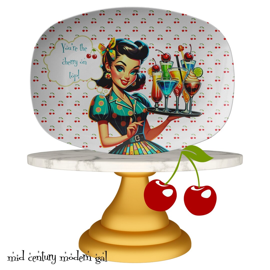 Kitschy Love, Friendship Mid Century Modern Cocktail, Party Platter ...