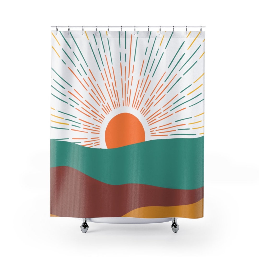 Retro Boho Sun Groovy Wave Orange mustard Yellow Teal Blue - Etsy