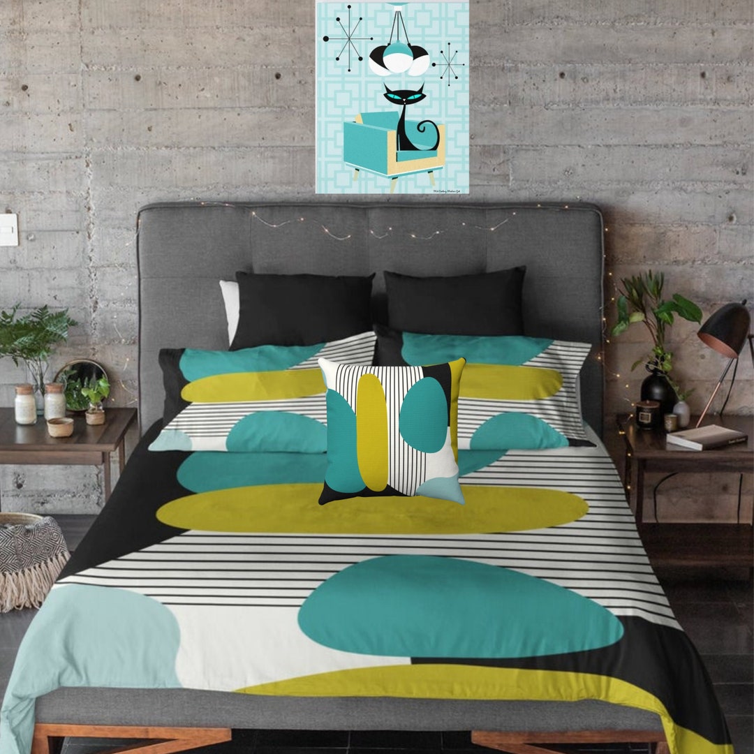 Mid Century Modern Retro MCM Design Abstract Turquoise Green - Etsy