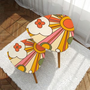 Retro 70s Groovy Nesting Tables, Orange, Yellow, Green Mod Coffee ...