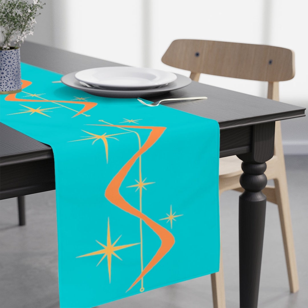 Atomic Boomerang Orange, Turquoise Blue, Yellow Starburst Mid Century ...