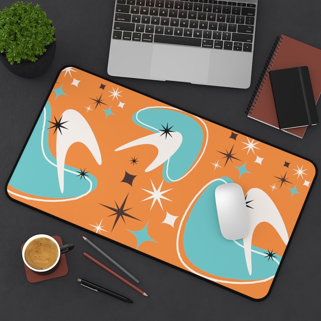 Mid Century Modern Aqua Blue Atomic Boomerang Astro Stars MCM Mid Mod ...