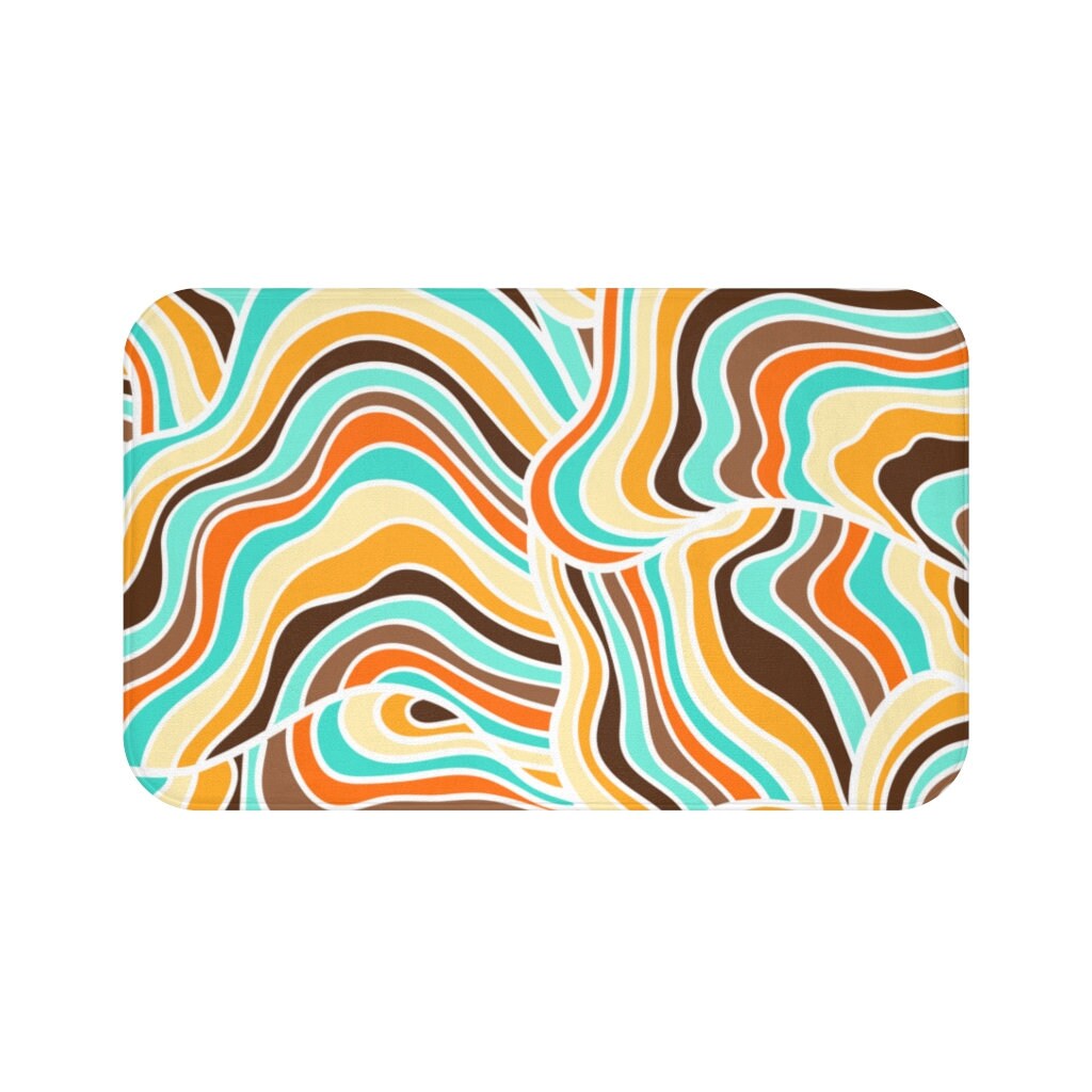 Retro Color Swirl Mid Century Modern Brown Teal Orange - Etsy