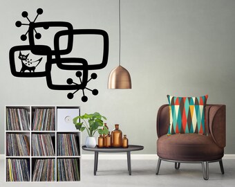 Mid Century Modern Atomic Cat With Starburst 3D Printed and Painted ...