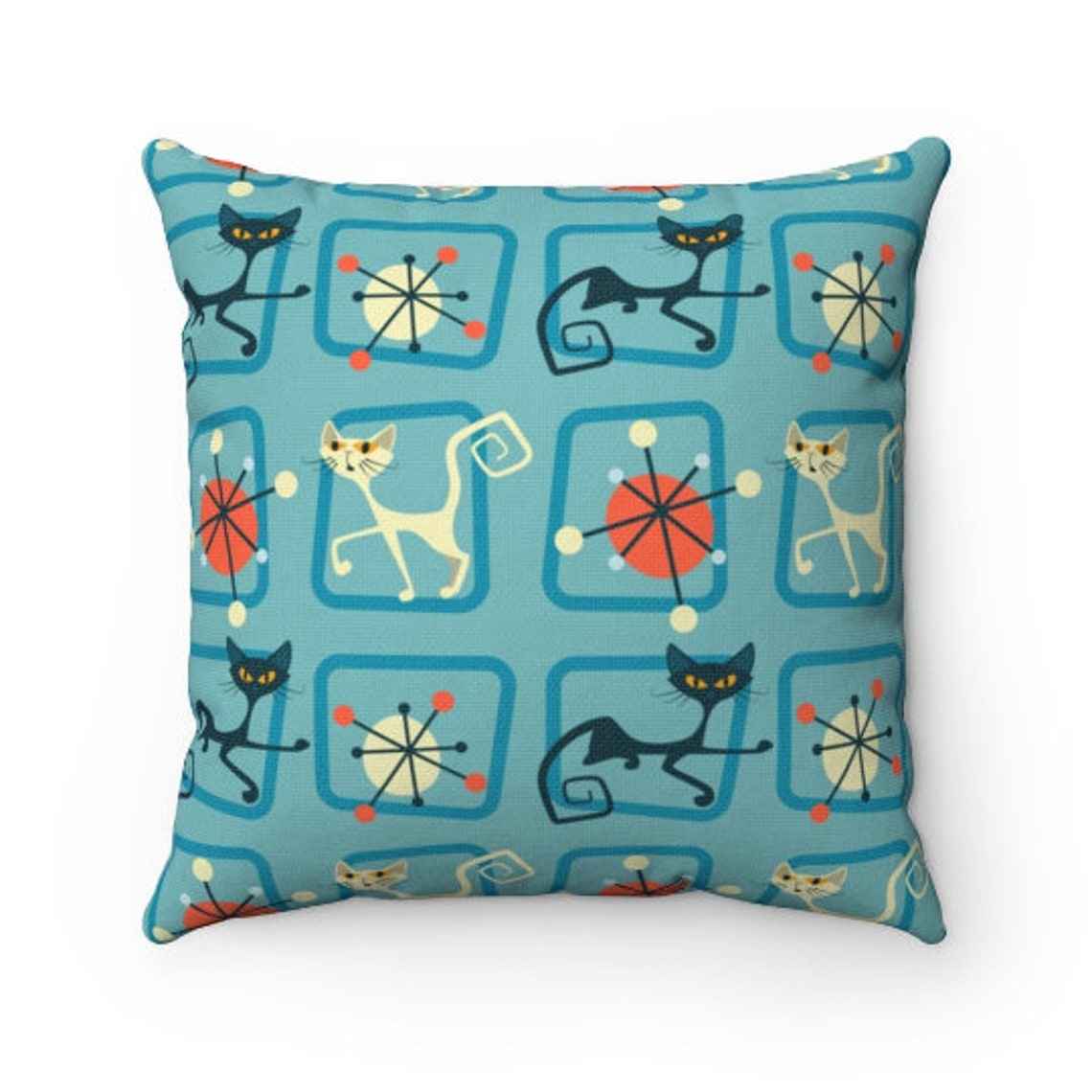 Atomic Cat Retro Mid Century Modern Home Kitties Black White - Etsy