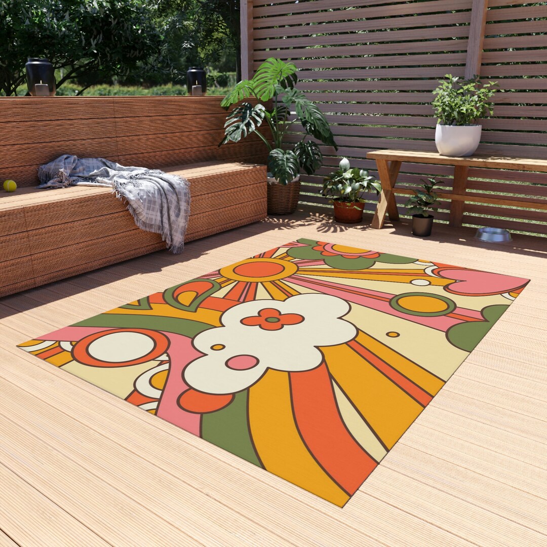 70s Groovy Vibes, Hipster, Flower Power, Sunburst, Cloud, Pink, Orange ...