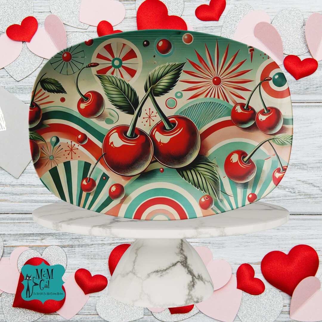 Retro Cherry Dinnerware, Kitschy Mid Century Modern 50s Barware Cherry ...