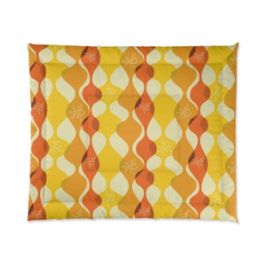 Retro Groovy Mid Century Modern Orange, Yellow Modern Boho Microfiber ...