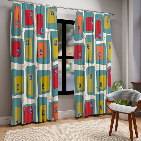 Color Block Curtains - Etsy