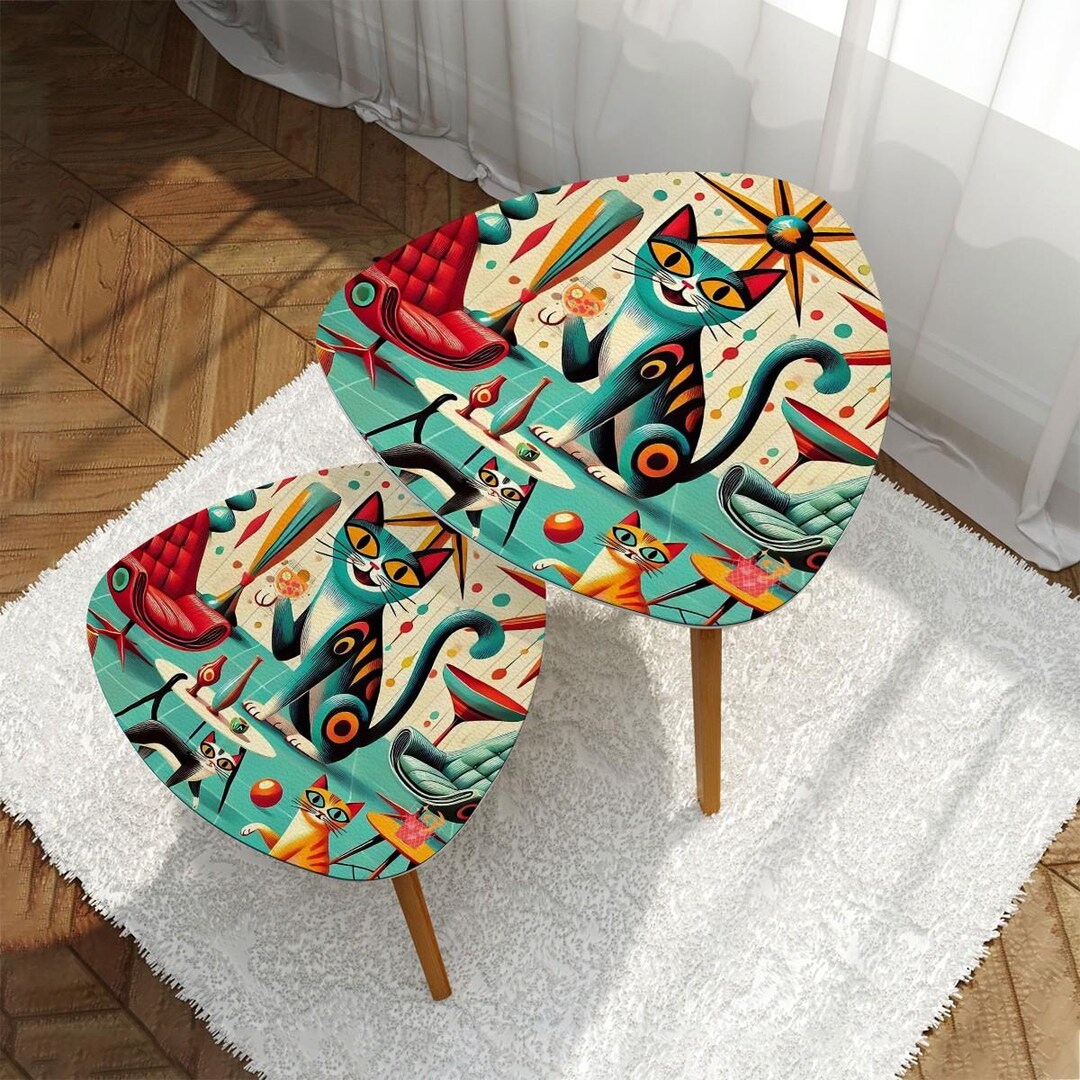 Atomic Cat and Cocktails, Mid Century Modern Barware, Nesting Tables ...