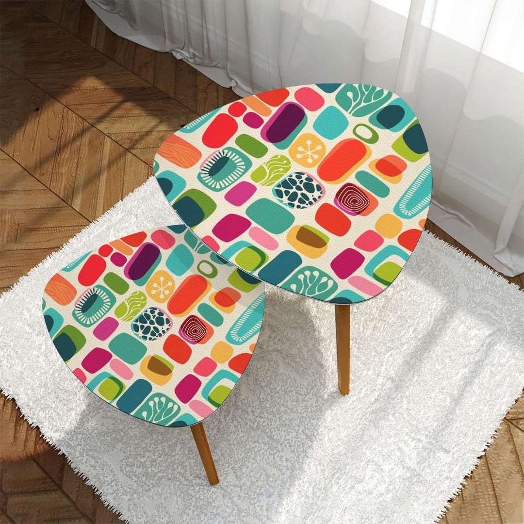 Mid Century Modern Nesting Tables Amoeba Designed Triangle Coffee Table ...