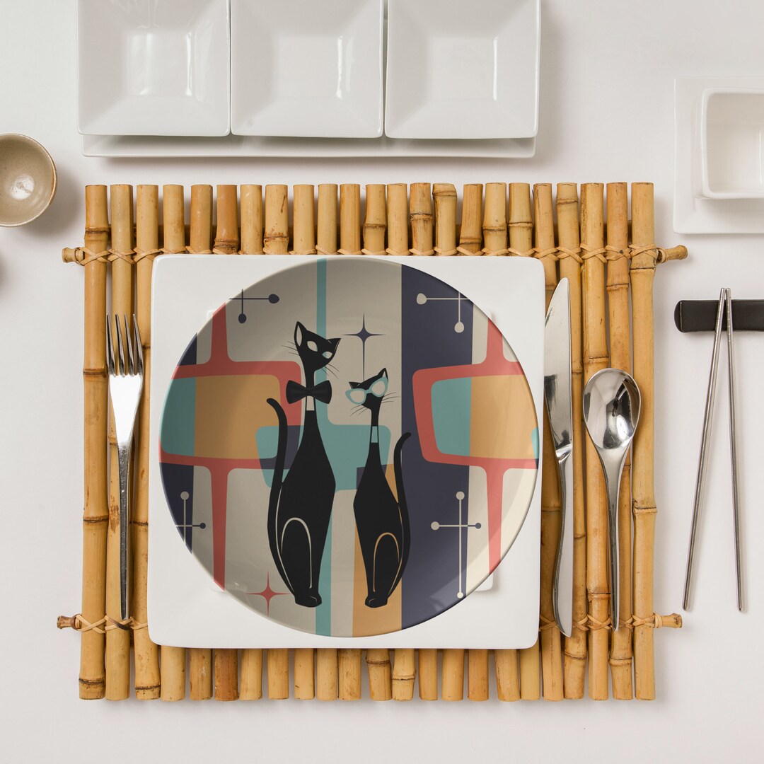Atomic Cat, Mid Century Modern Dinnerware Plates, His and Her ...