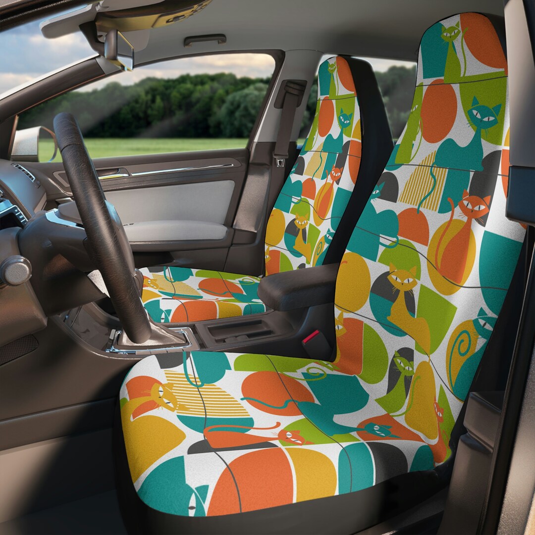 Groovy Cat, Atomic Cat, Mid Century Modern, Orange, Green, Yellow ...