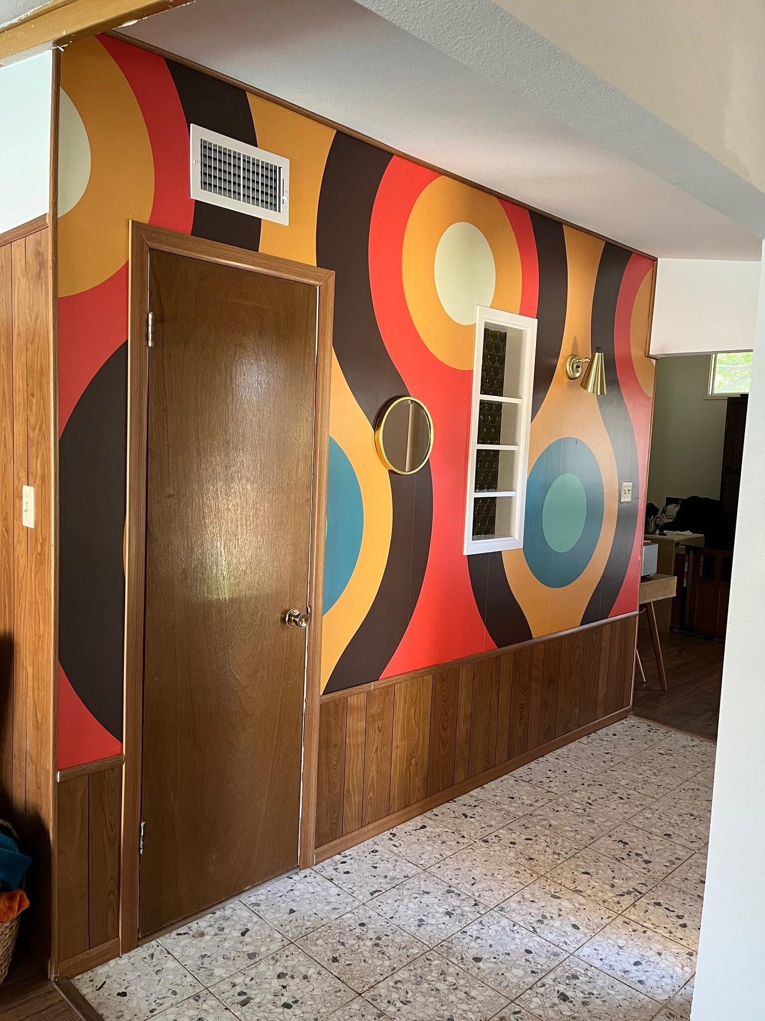 Mid Century Modern Groovy Wave Chocolate Brown Mustard - Etsy