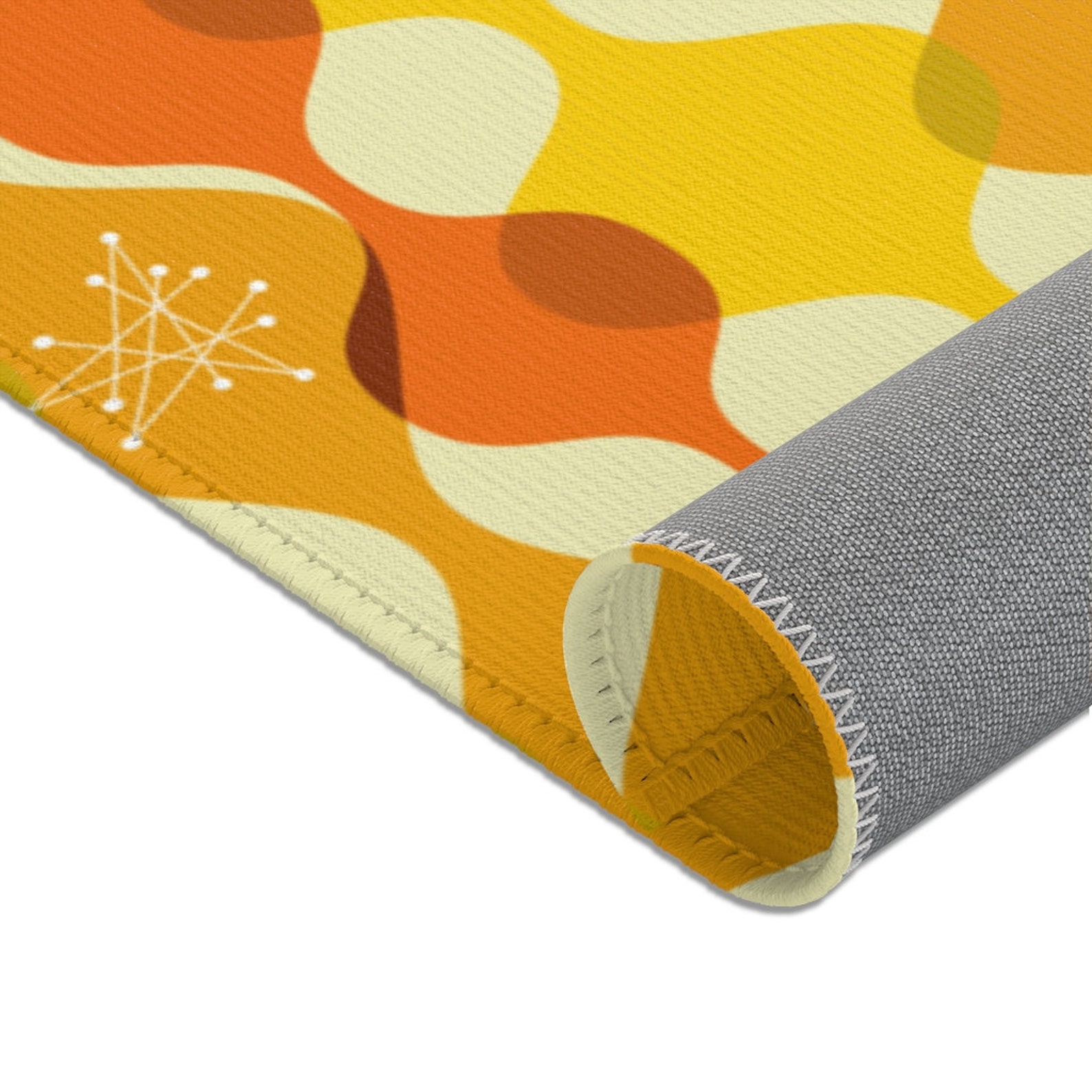 Mid Century Modern Geometric Yellow and Orange Retro Area Rugs | Etsy