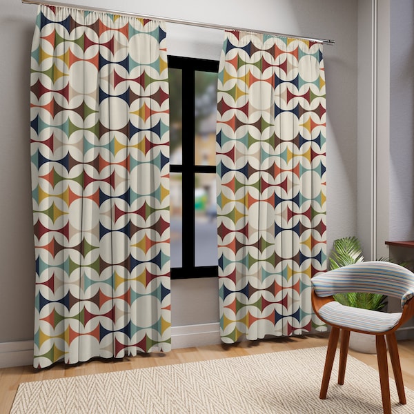 Geometric Mid Century Curtains - Etsy