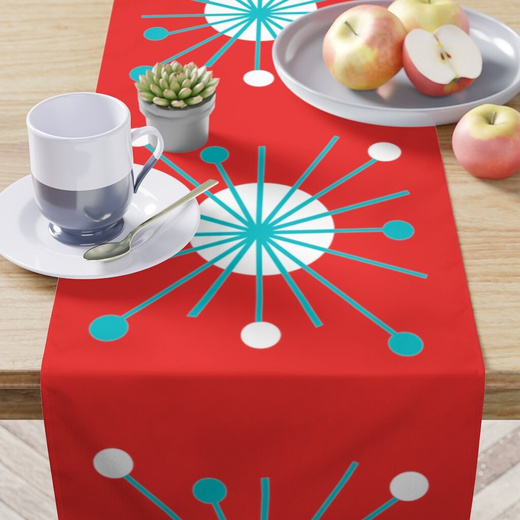 Mid Century Modern. Retro Atomic Astro Burst Red Aqua Blue - Etsy