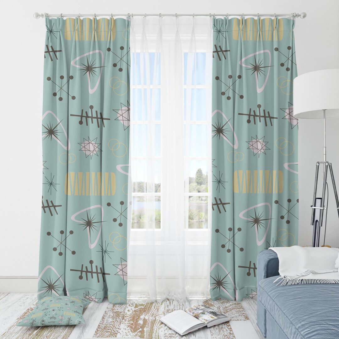 Atomic Franciscan Starburst Pattern, Aqua Blue, Yellow, Boomerang MCM ...